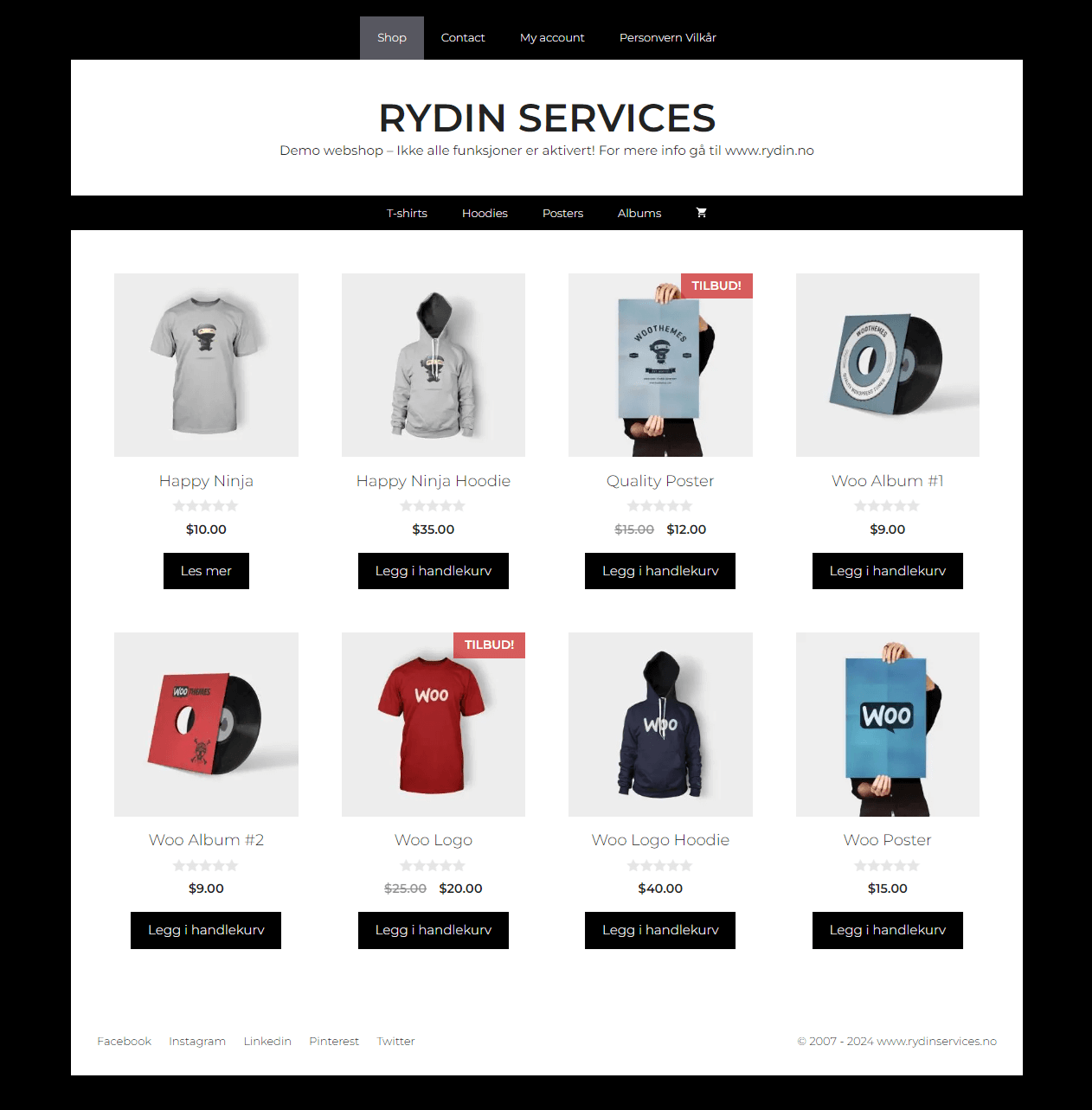 Webshop Demo og alternativer - RYDIN.NO