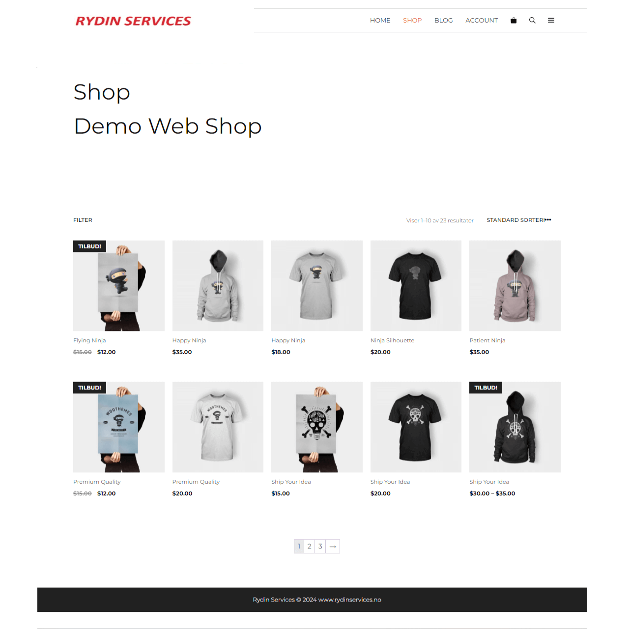 Webshop Demo og alternativer - RYDIN.NO